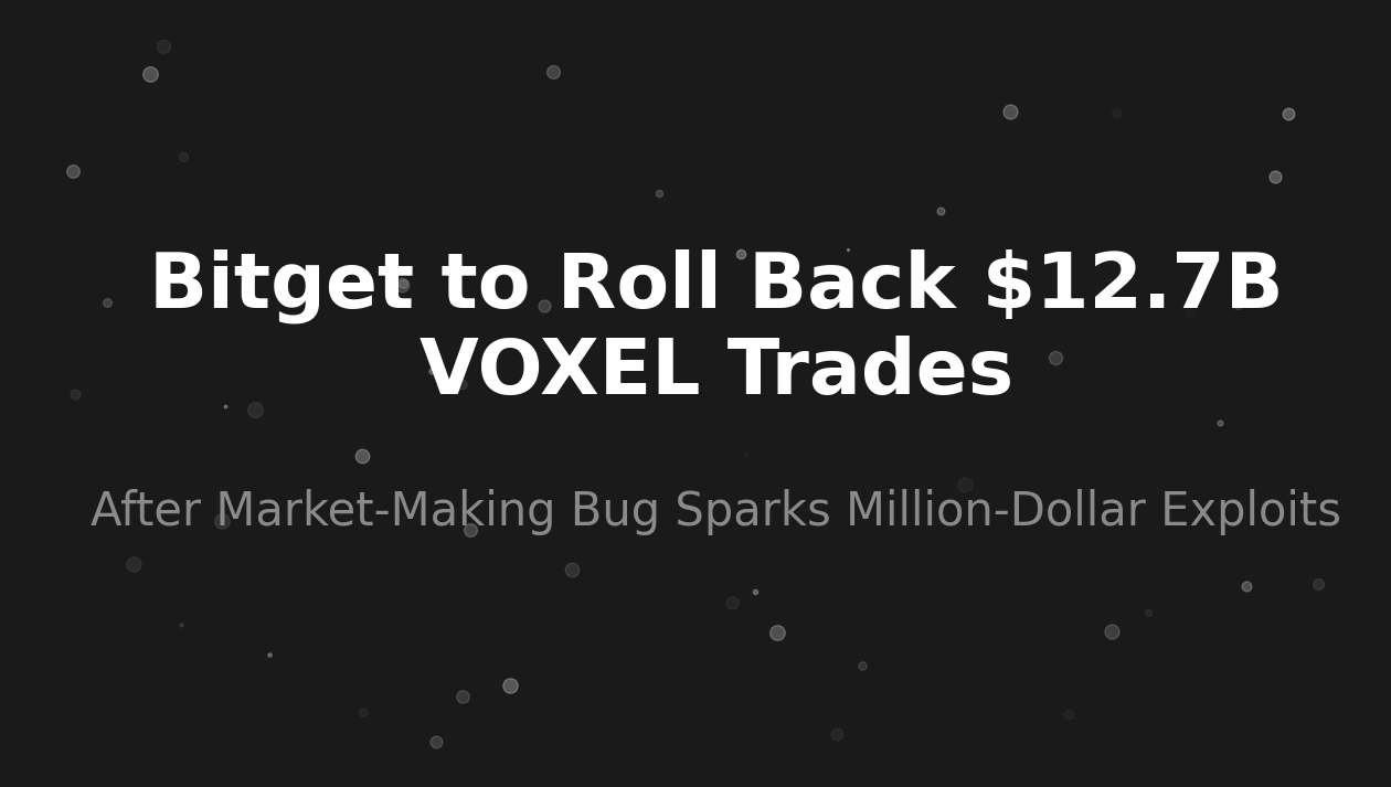 Bitget to Roll Back $12.7B VOXEL Trades After Market-Making Bug Sparks Million-Dollar Exploits ...